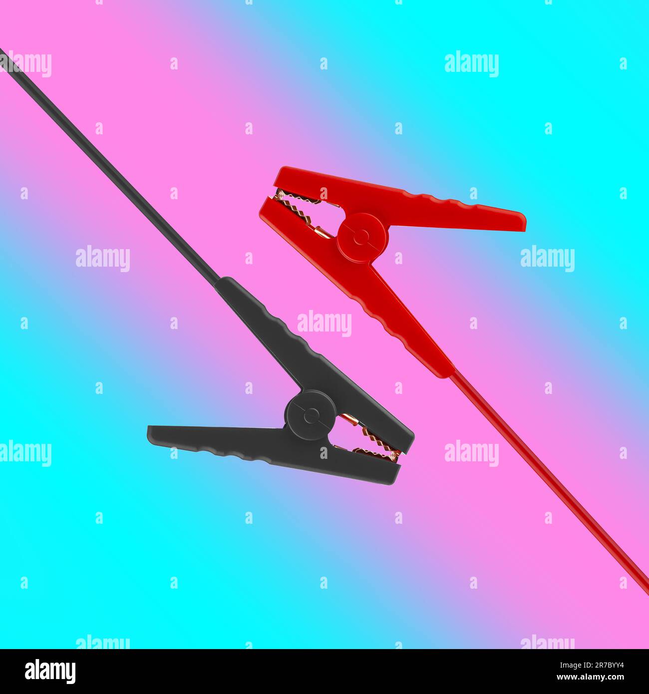 Clamps for electrical terminals colored background Stock Photo - Alamy