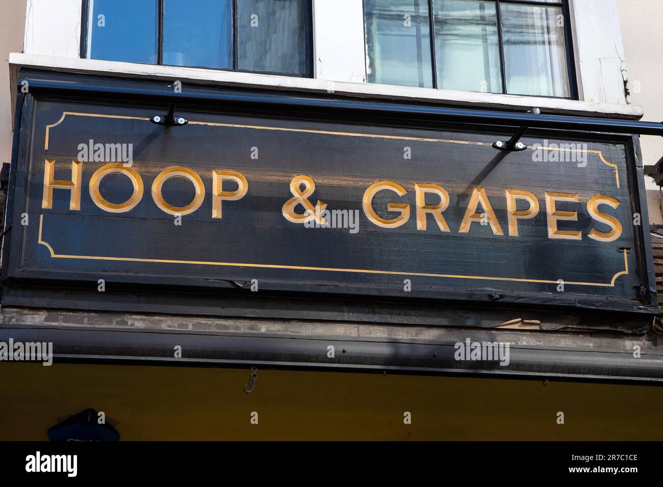 London, UK - March 2nd 2023: The sign above the entrance to the Hoop ...