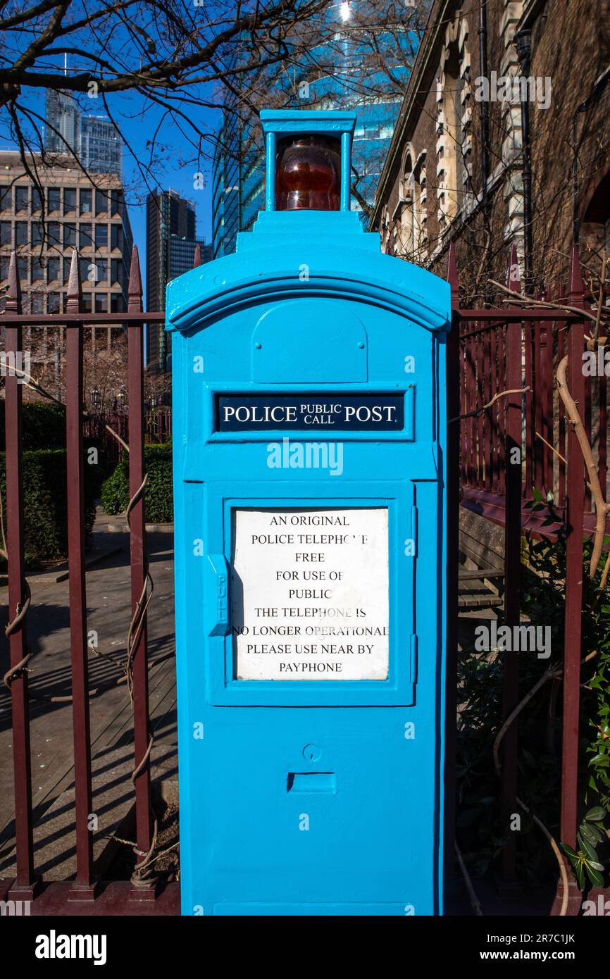 London, UK - March 2nd 2023: An original Police Telephone Call Post in ...