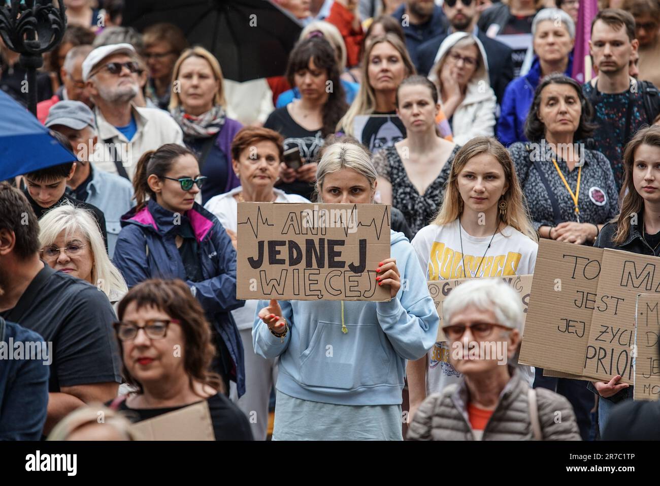 Gdansk, Poland June, 14th. 2023 Protesters with anti-government sogans ...