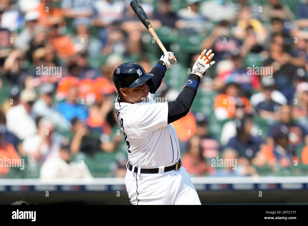 Detroit Tigers' Miguel Cabrera hits a ground-rule double against the ...