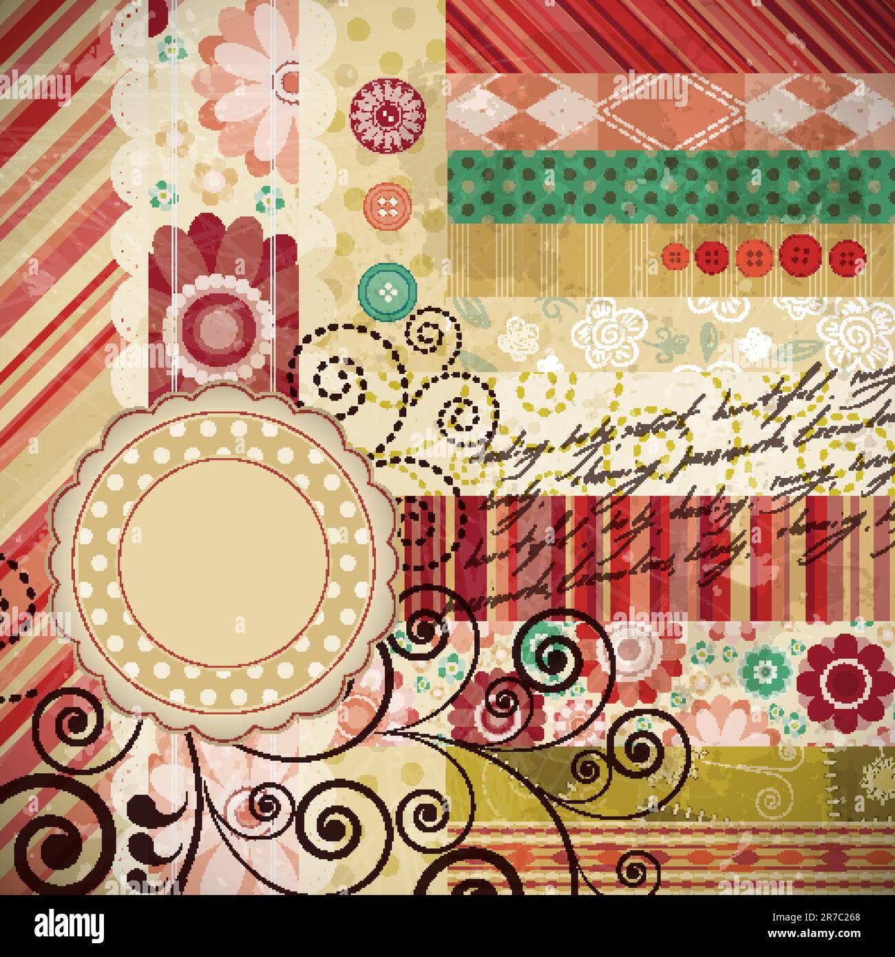Scrap background made in the classic patchwork technique with floral ...