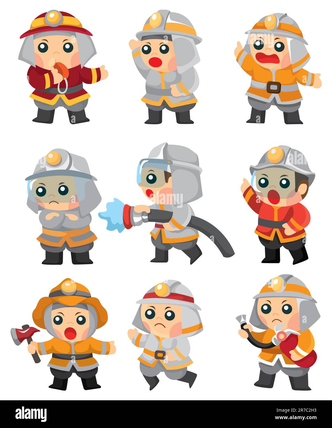 cartoon Fireman icon set Stock Vector Image & Art - Alamy