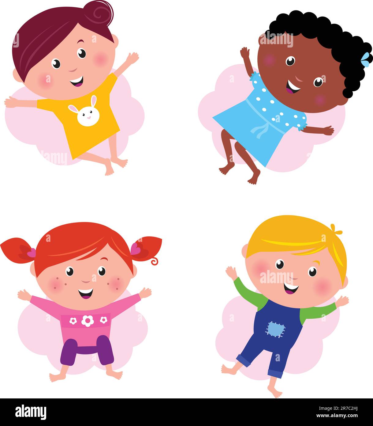 Happy smiling jumping kids. Vector Illustration Stock Vector Image ...