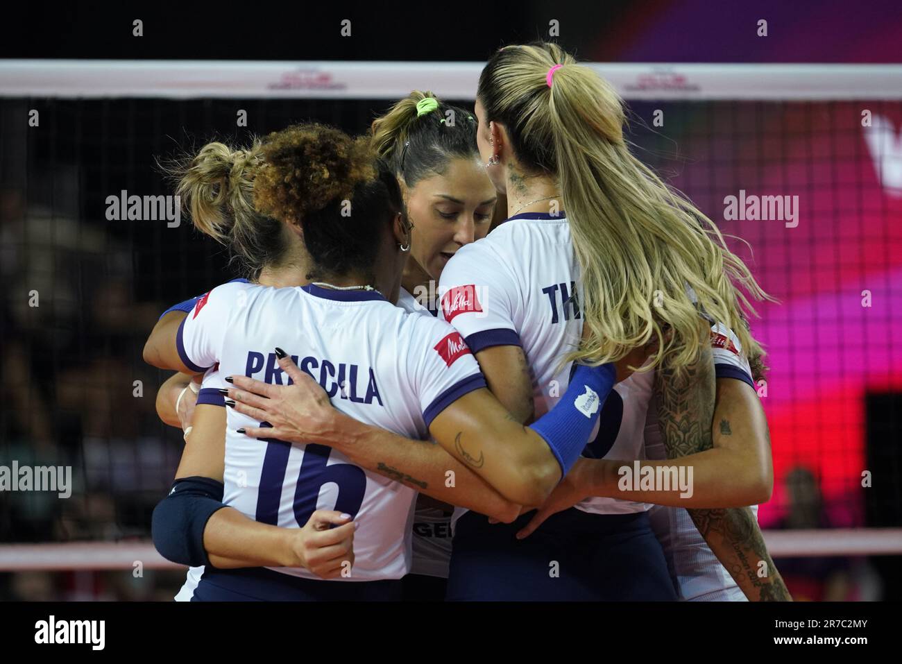 ANTALYA, TURKIYE - DECEMBER 18, 2022: Gerdau Minas players celebrating score point during ...