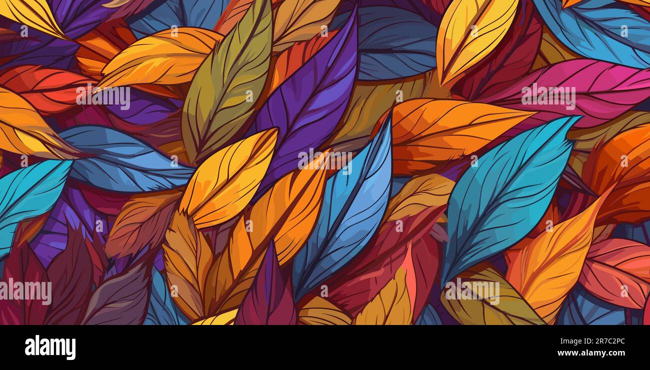 Vibrant colorful leaves floral background, vector illustration Stock ...