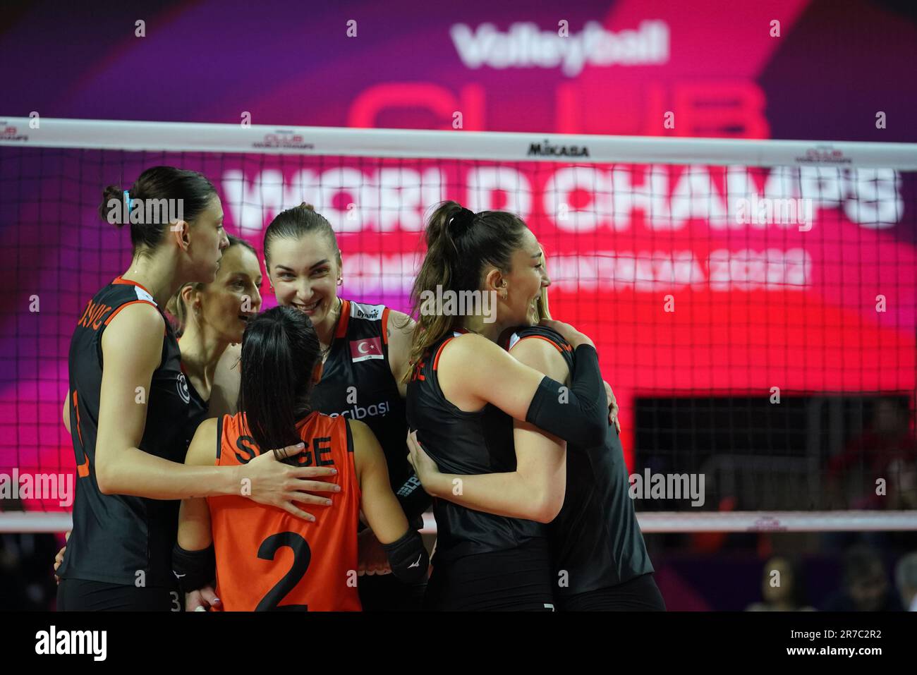 ANTALYA, TURKIYE - DECEMBER 18, 2022: Eczacibasi Dynavit players celebrating score point during ...