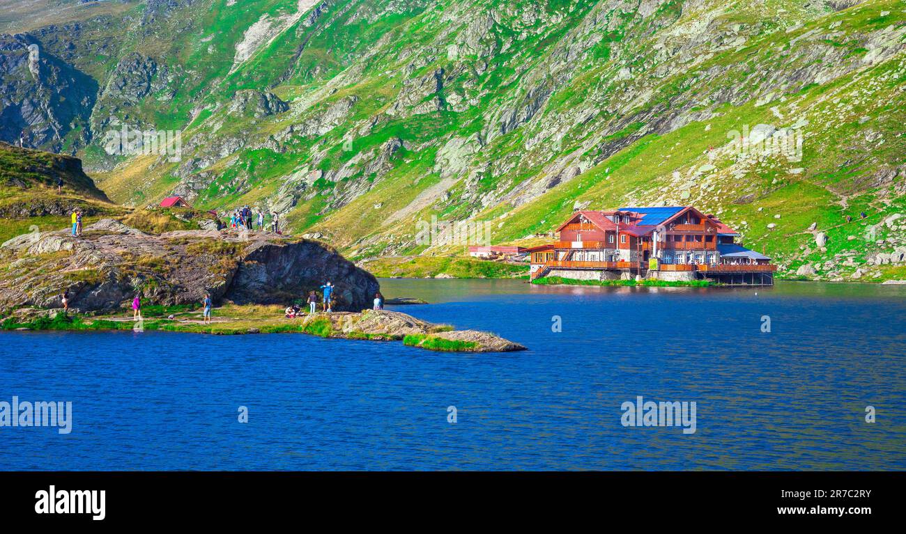 Balea lake in Fagarasi mountains, Romania Stock Photo - Alamy