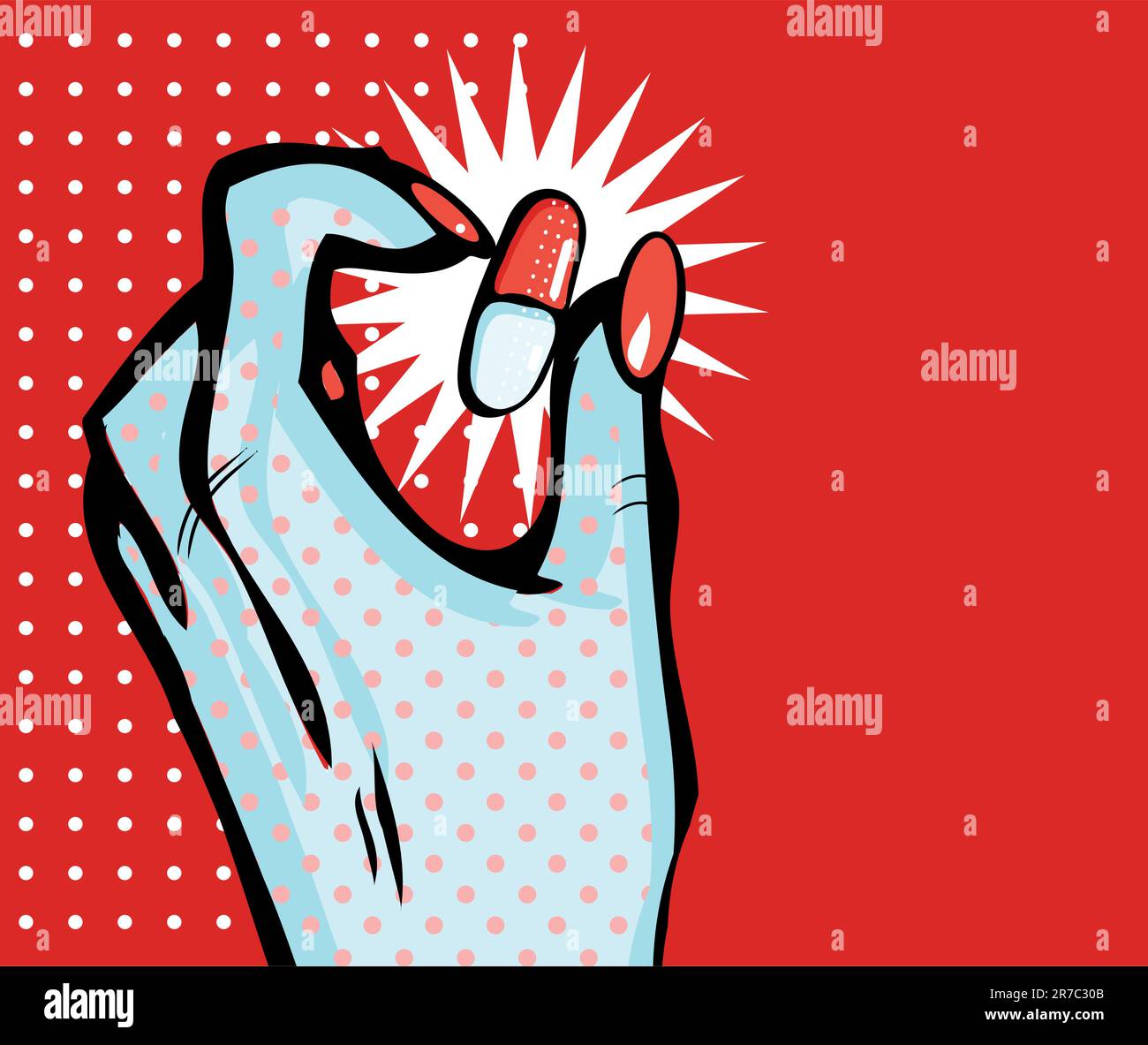 Hand icon with capsule pill symbol in comic style Stock Vector Image ...