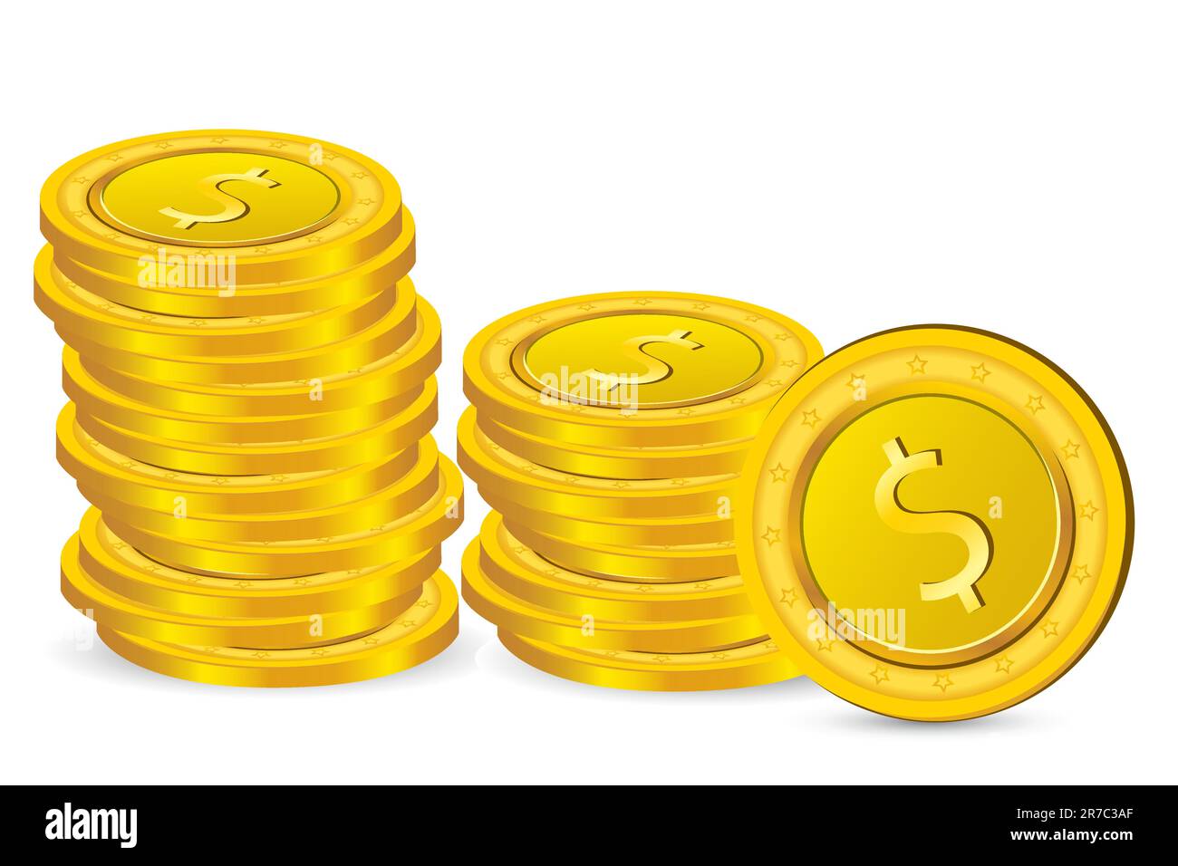 illustration of dollar coins on white background Stock Vector Image ...