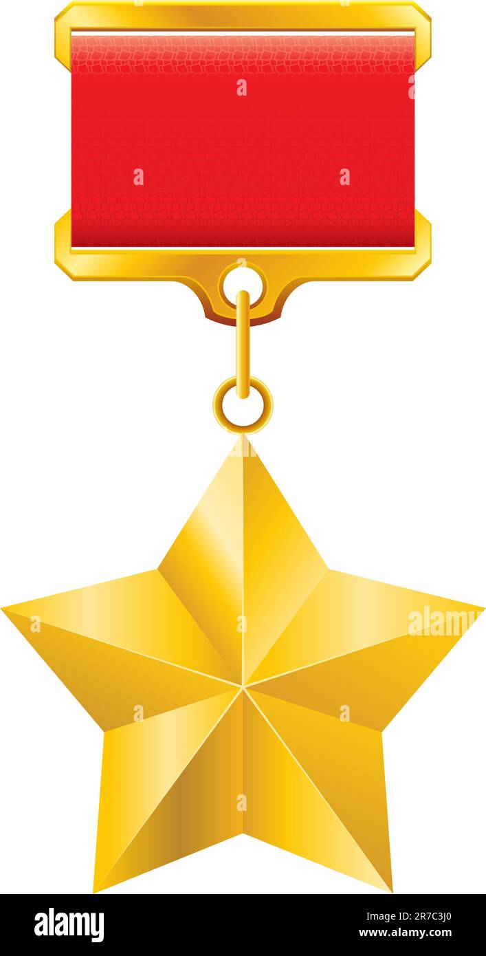 Hero of the Soviet Union gold star award. Illustration on white Stock ...