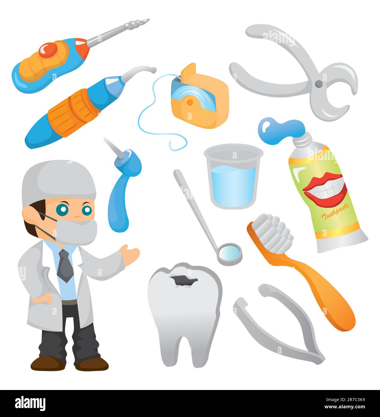 cartoon dentist tool icon set Stock Vector Image & Art - Alamy