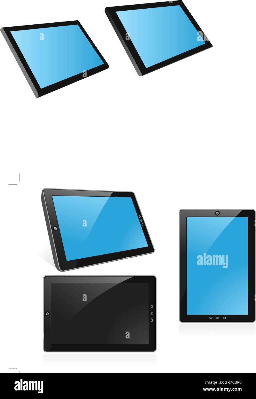 Digital Tablet in different positions with blank touch screen Stock ...