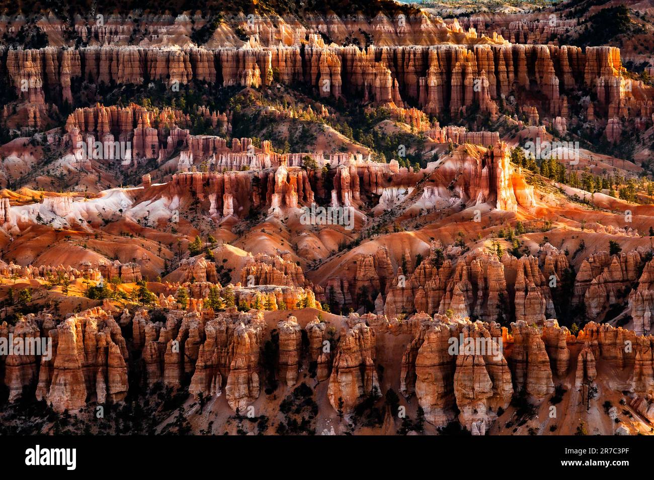 Rock face on several levels. with columns that look like an organ ...