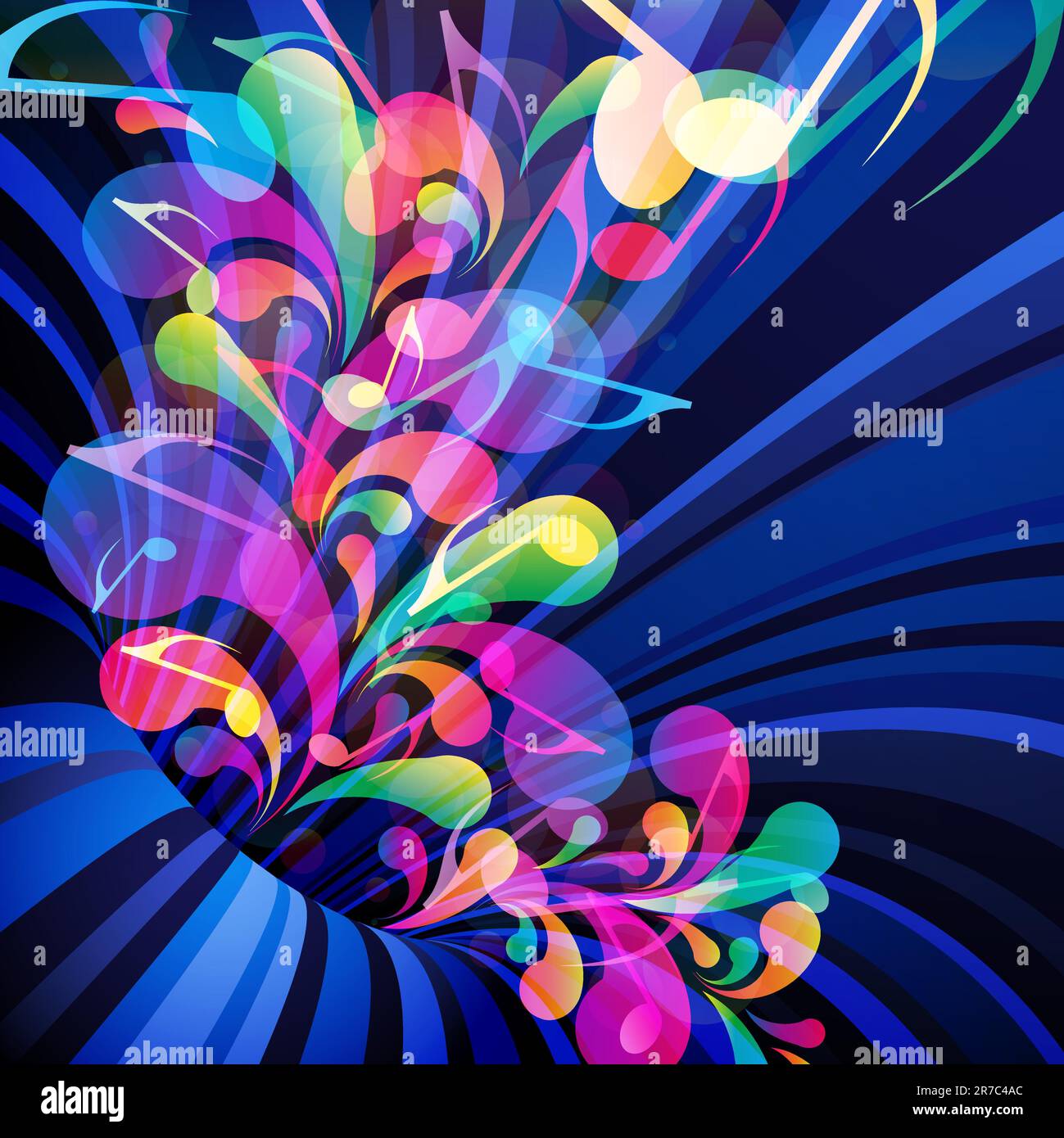 Musical theme. Splash of musical note, flying up on the background of ...