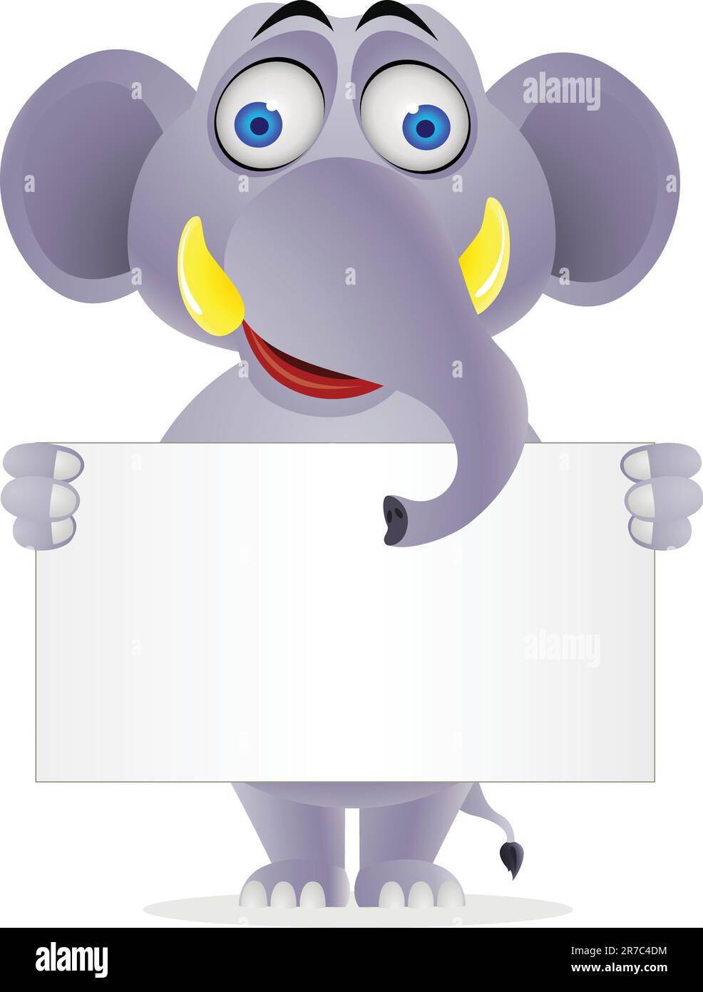Vector illustration of elephant cartoon and blank sign Stock Vector ...