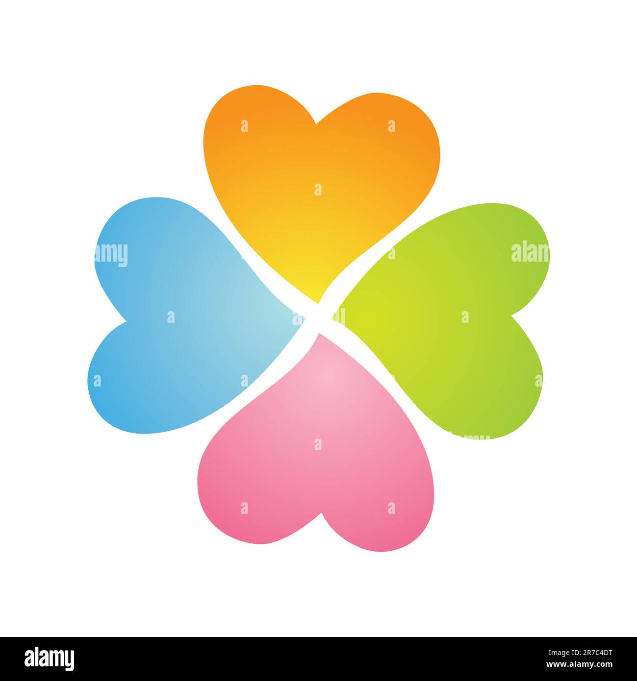 four-flower clover from the hearts on a white background Stock Vector ...