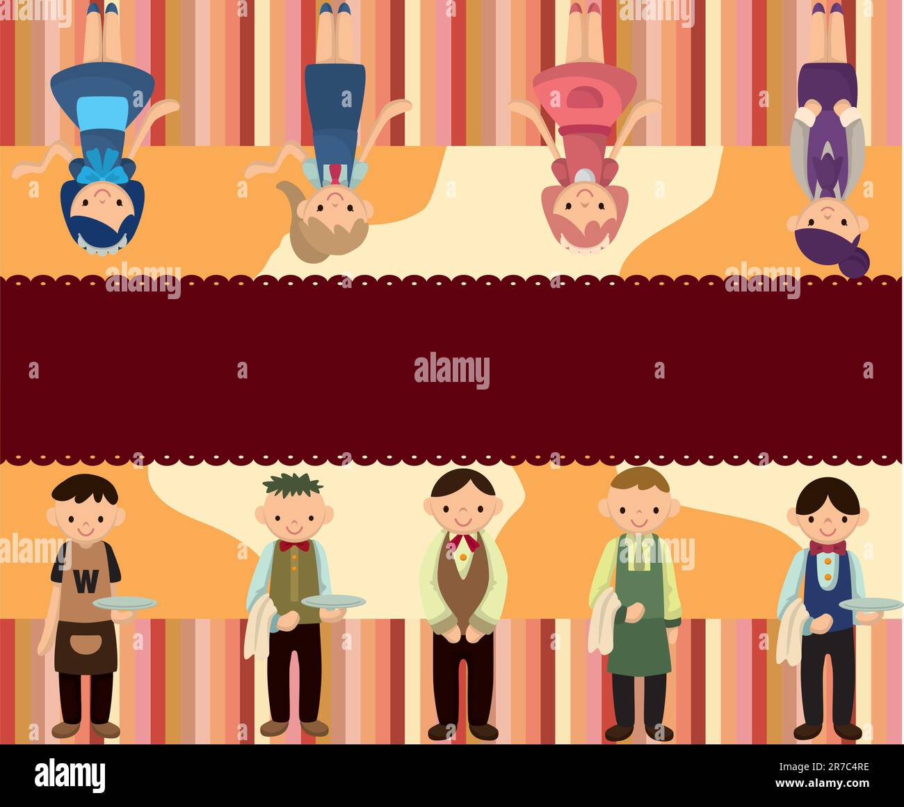 cartoon waiter and waitress card Stock Vector Image & Art - Alamy
