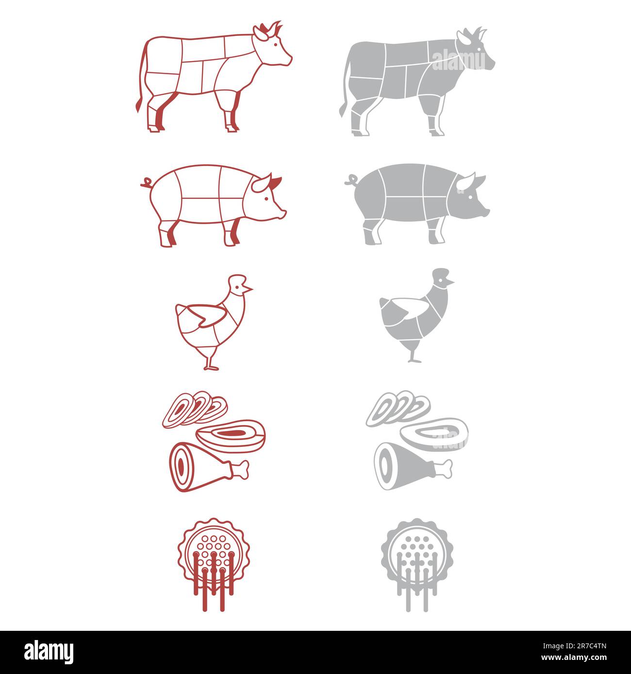 signs-icons for the grocery of denotation of meat Stock Vector Image ...