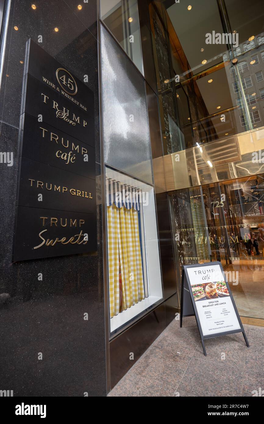 New York, US, 14/06/2023, Entrance to Trump Tower, New York, USA the ...