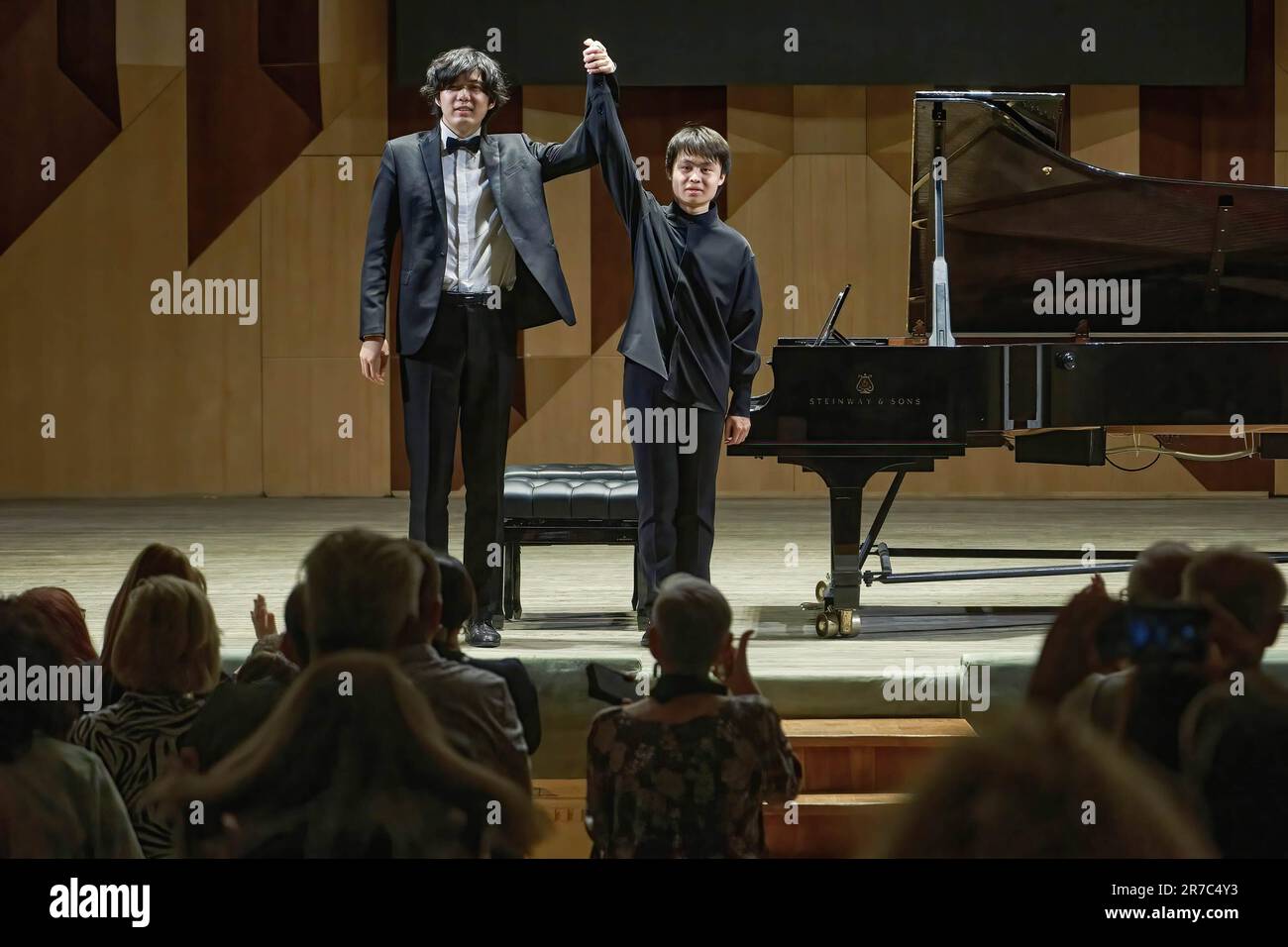 Chinese virtuoso pianists Xuhua Yun and Rui Ming at the joint final bow ...