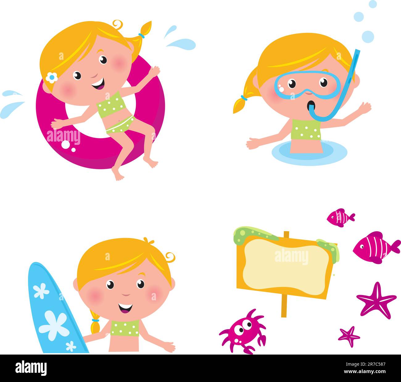 Swimming and mare icon set - vector collection of summer icons Stock ...