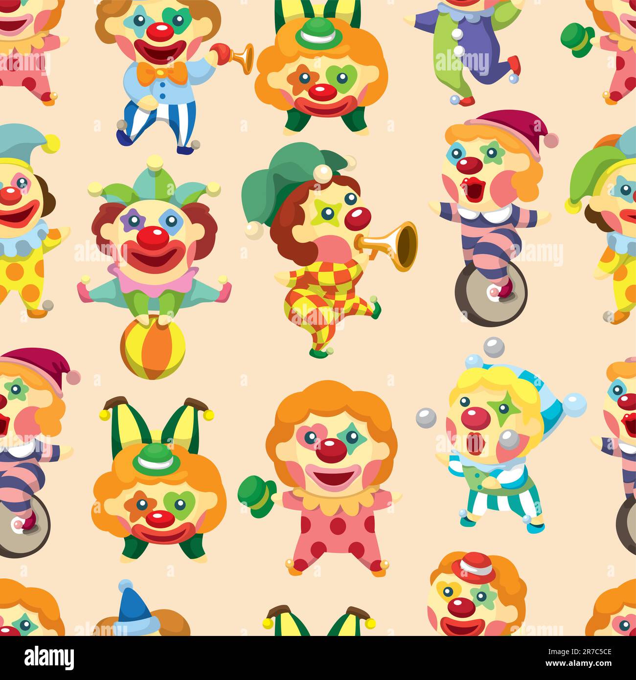 seamless cartoon circus clown pattern Stock Vector Image & Art - Alamy