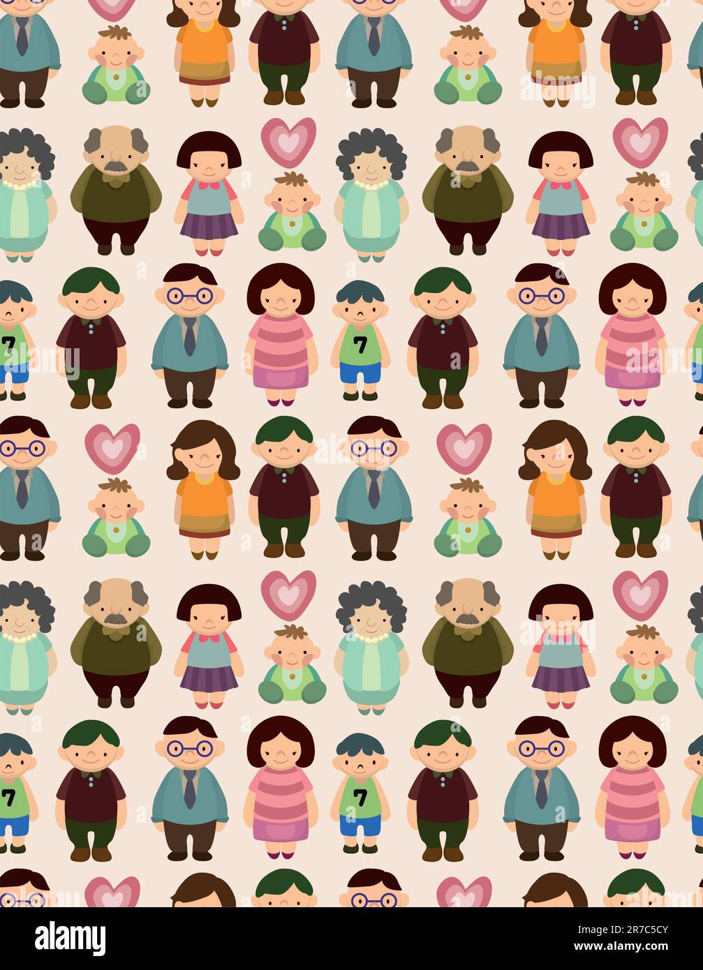 seamless cartoon family pattern Stock Vector Image & Art - Alamy