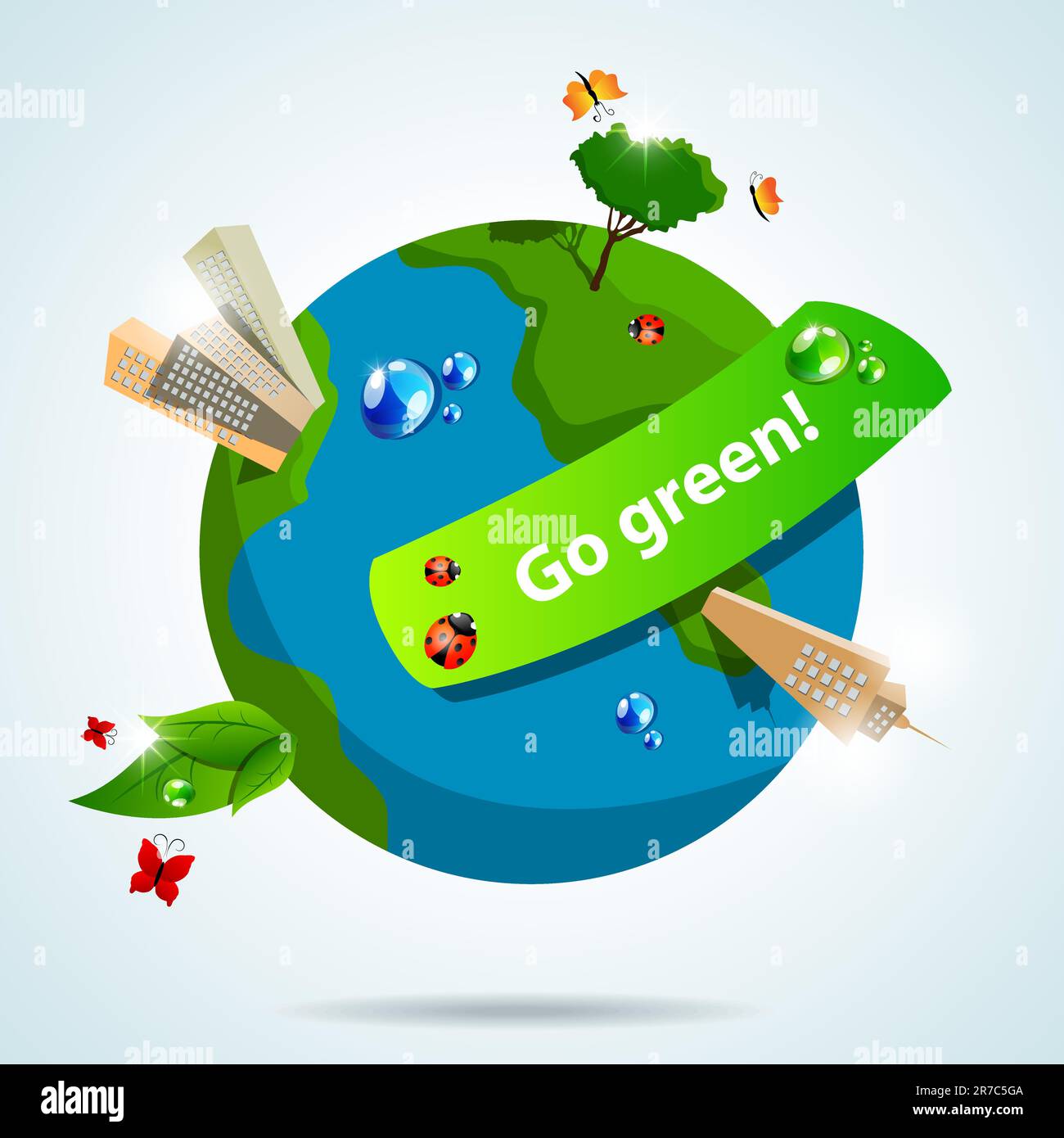 Vector picture with Earth, buildings and plants Stock Vector Image ...