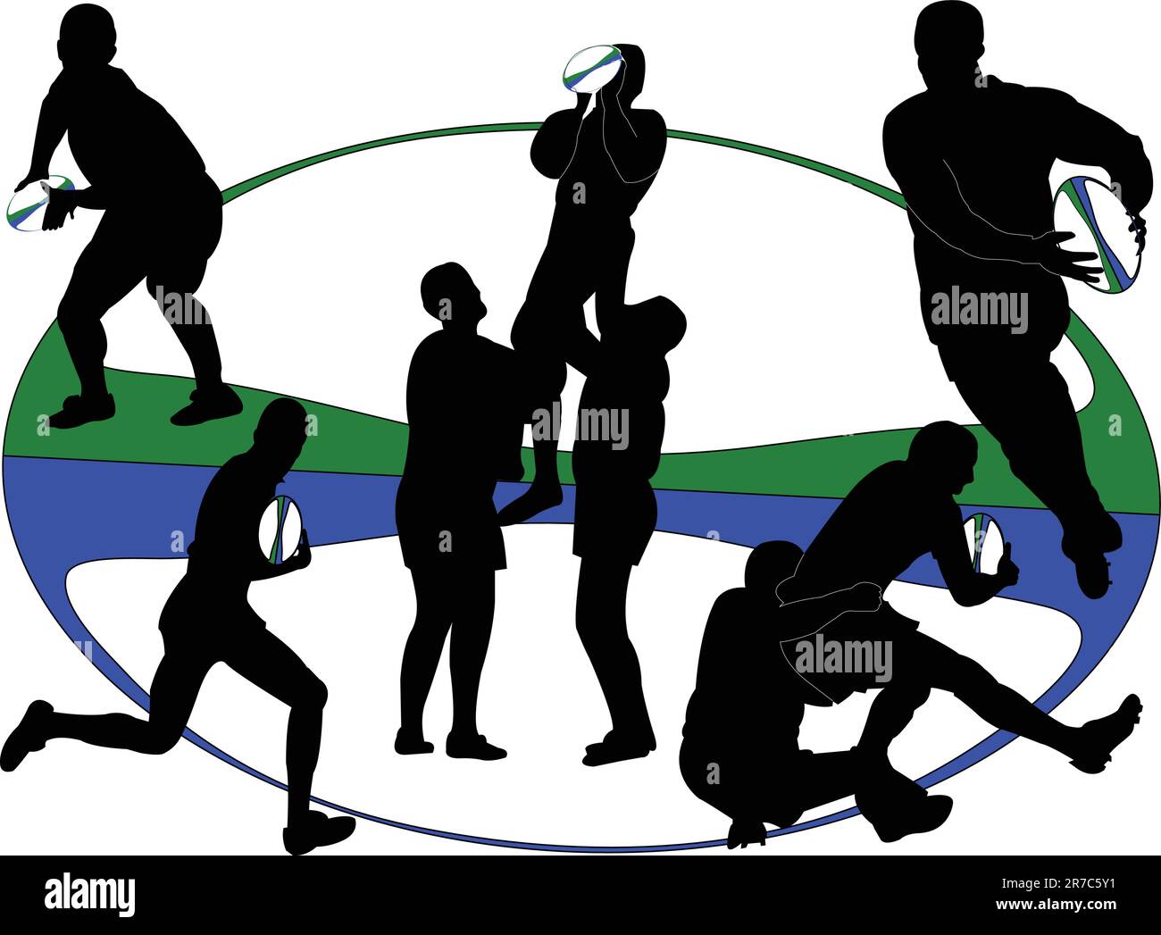 illustration of rugby players collection - vector Stock Vector Image ...