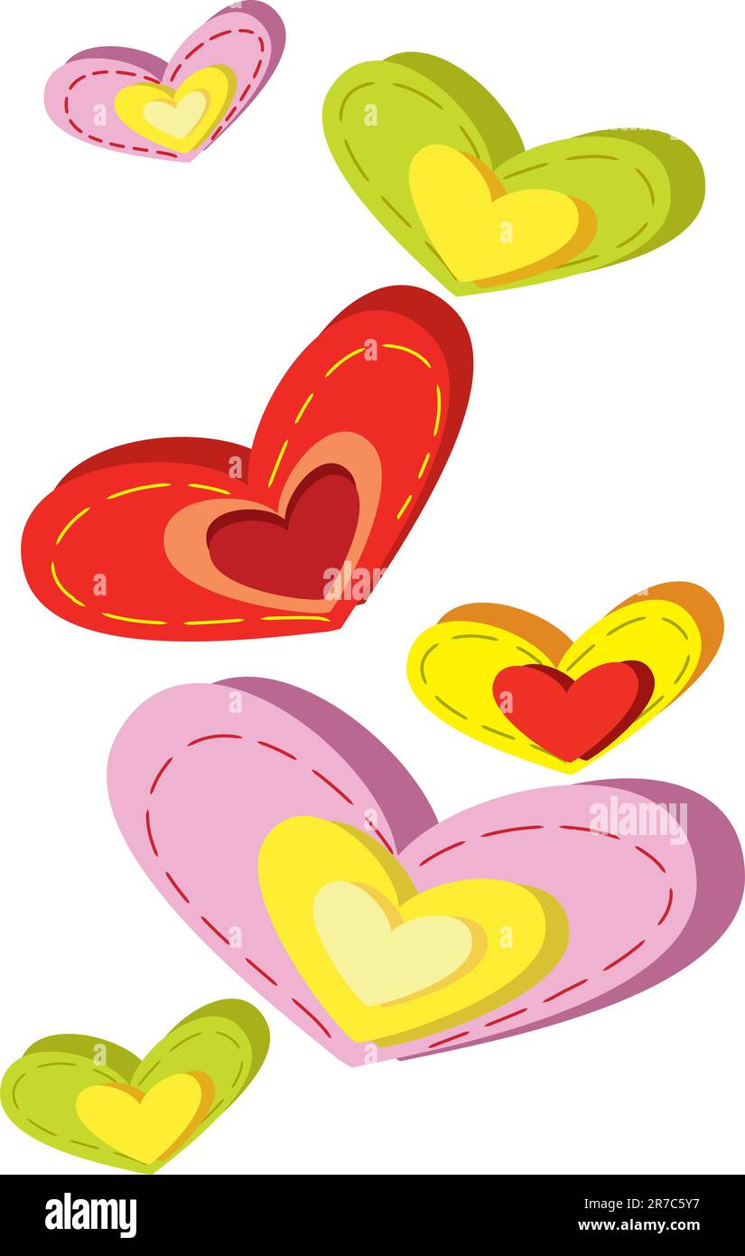 many beautiful bright heart on white background Stock Vector Image ...