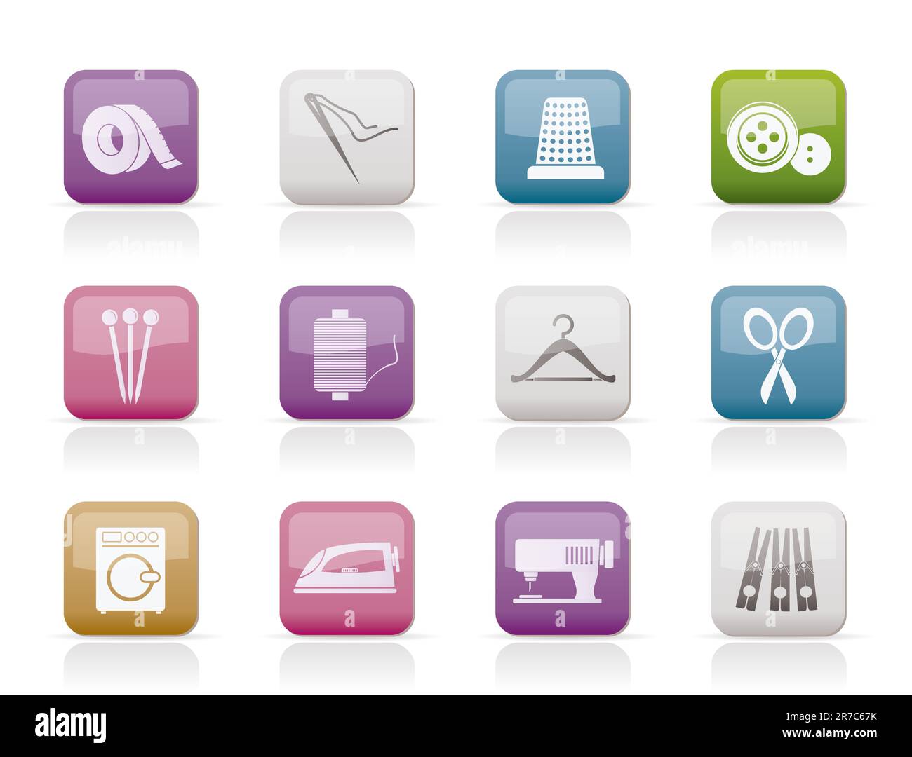Textile objects and industry icons - vector icon set Stock Vector Image ...