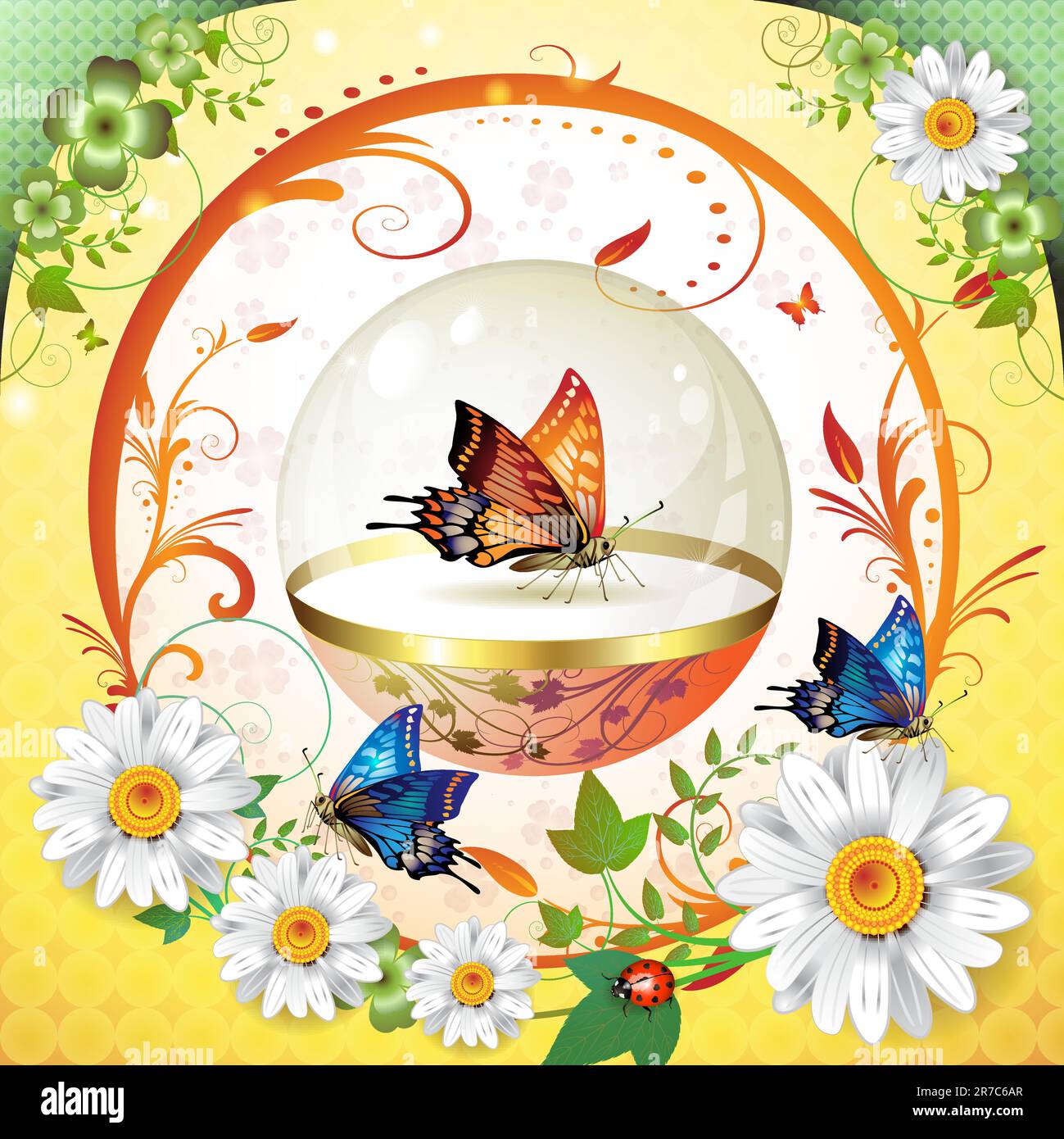 Springtime background with butterflies and flowers Stock Vector Image ...