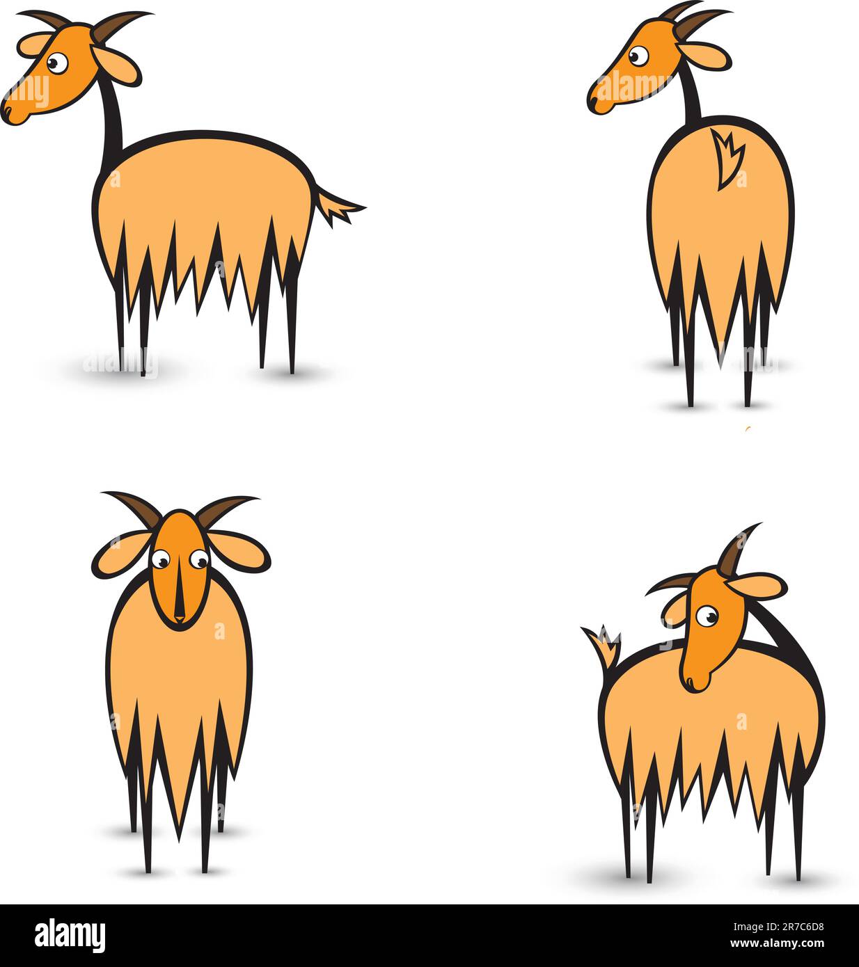 Abstract four goats in different positions. Illustration on white ...