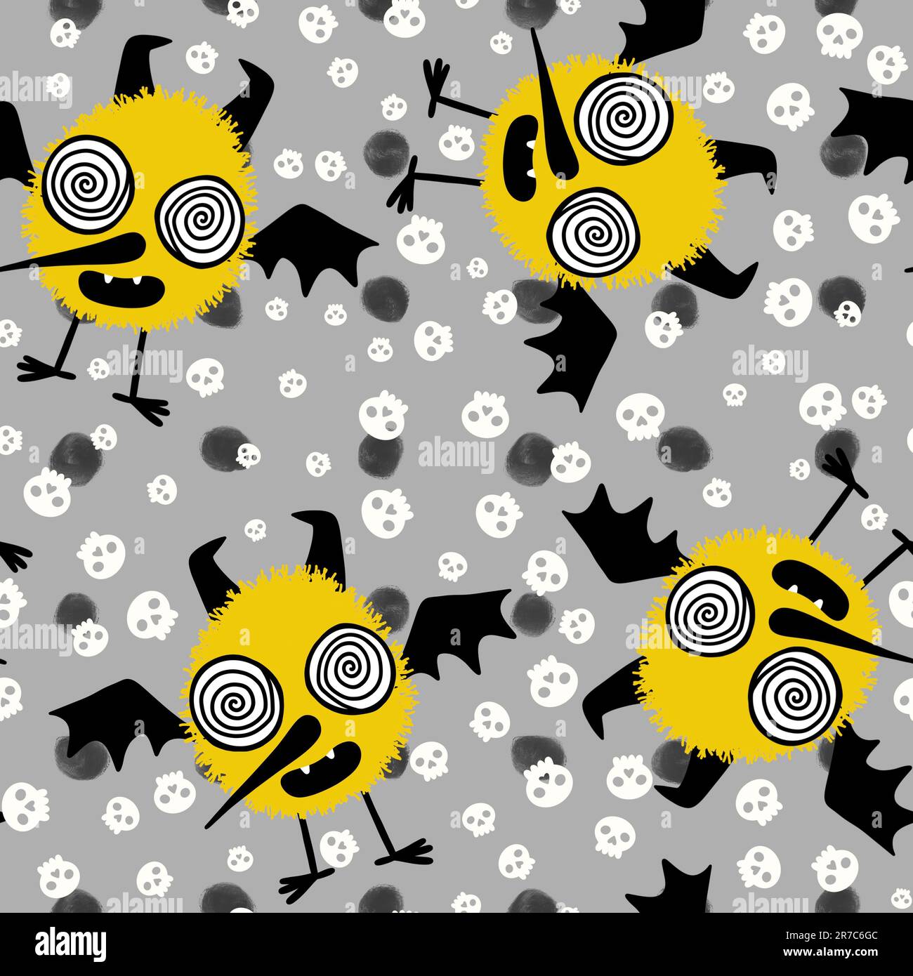 Halloween monsters birds seamless cartoon cute vampire pattern for ...