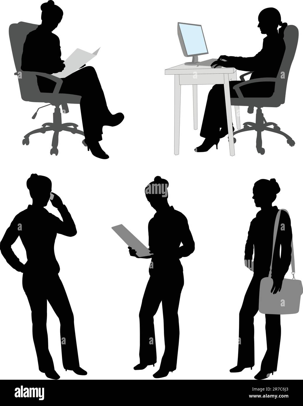 silhouettes of businesswoman - vector Stock Vector Image & Art - Alamy