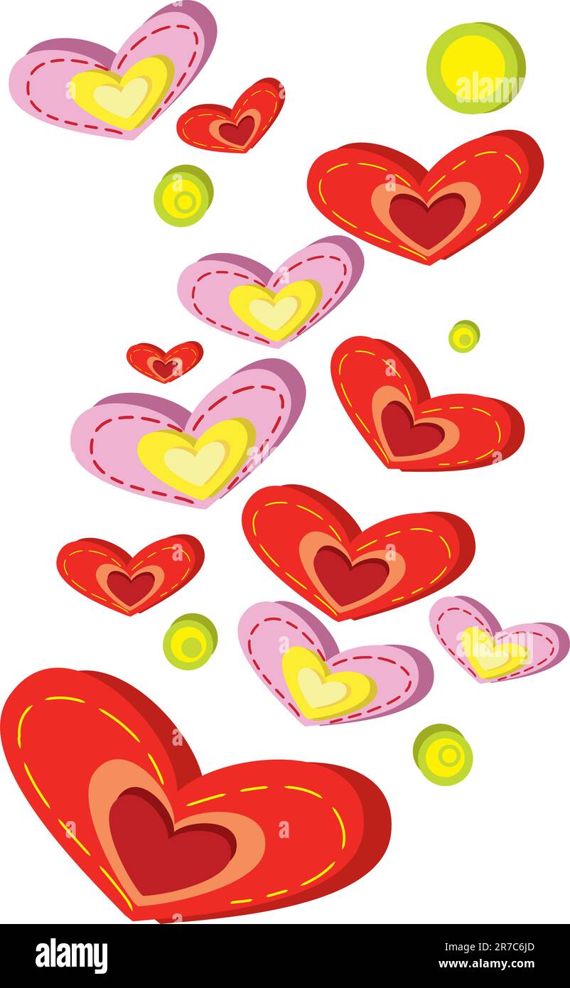 many beautiful bright heart on white background Stock Vector Image ...