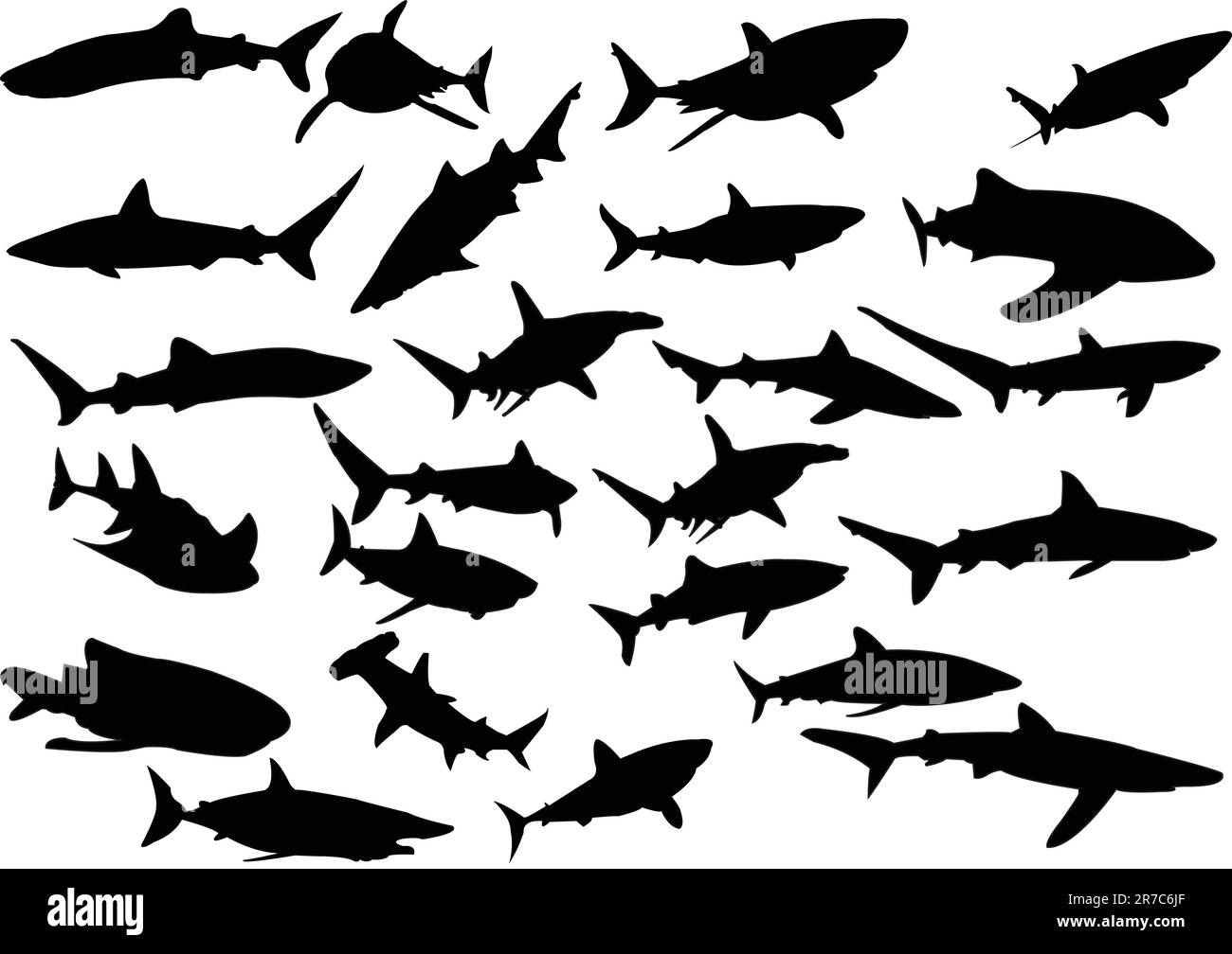 sharks silhouette collection - vector Stock Vector Image & Art - Alamy