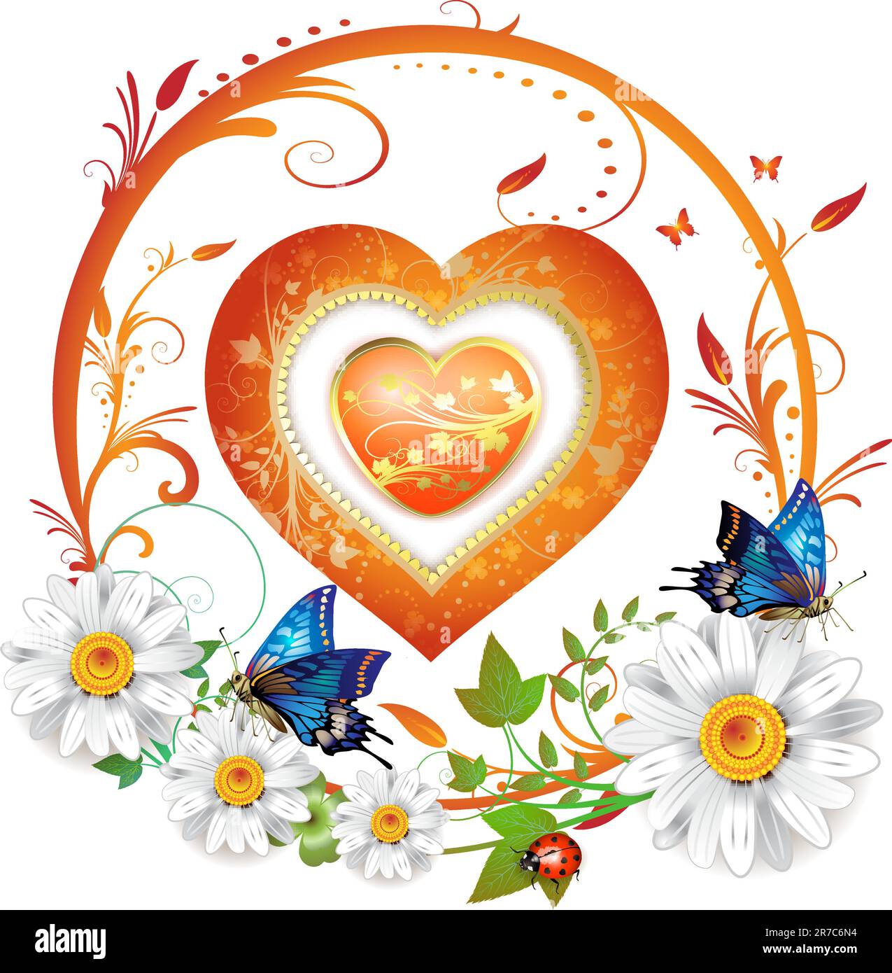 Valentine's day card. Heart and butterflies Stock Vector Image & Art ...