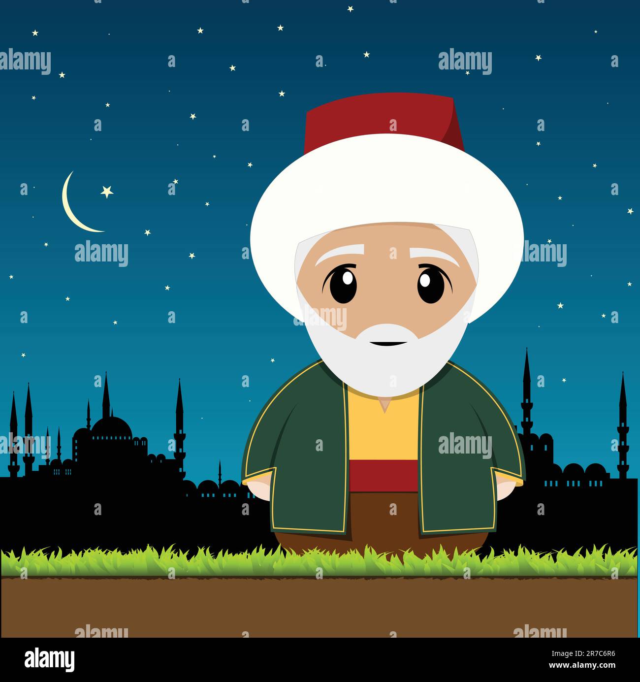 vector illustration of an old muslim man Stock Vector Image & Art - Alamy