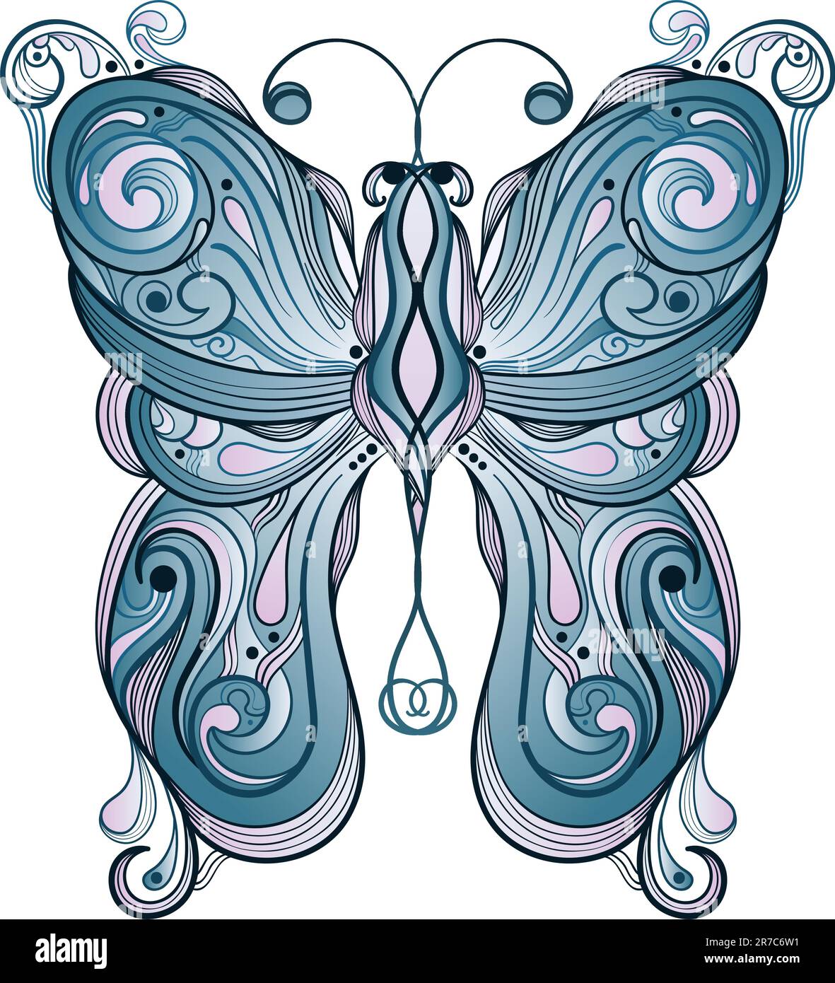 vector blue butterfly with unique pattern Stock Vector Image & Art - Alamy