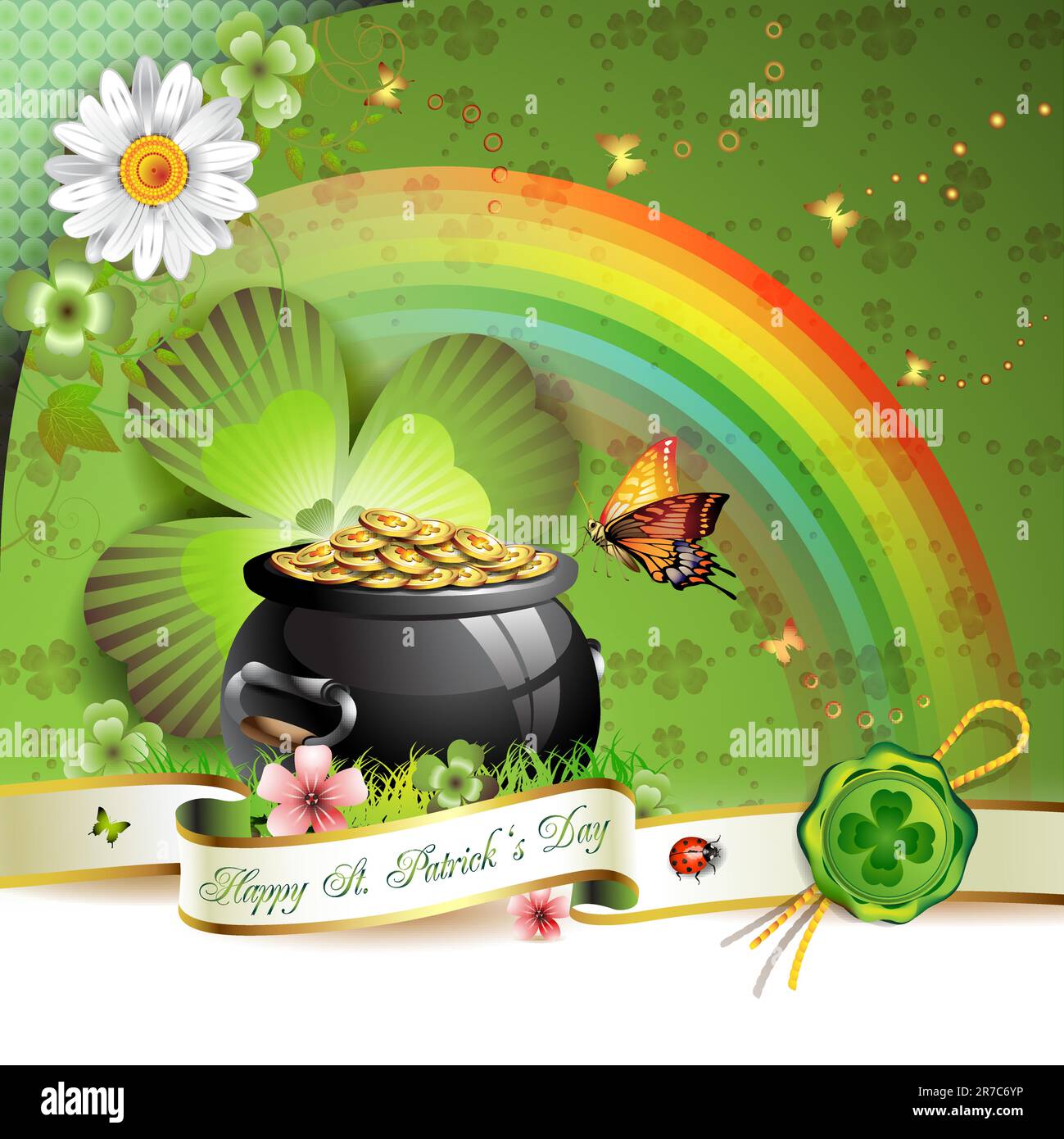 St. Patrick's Day card design with butterfly and clover Stock Vector ...