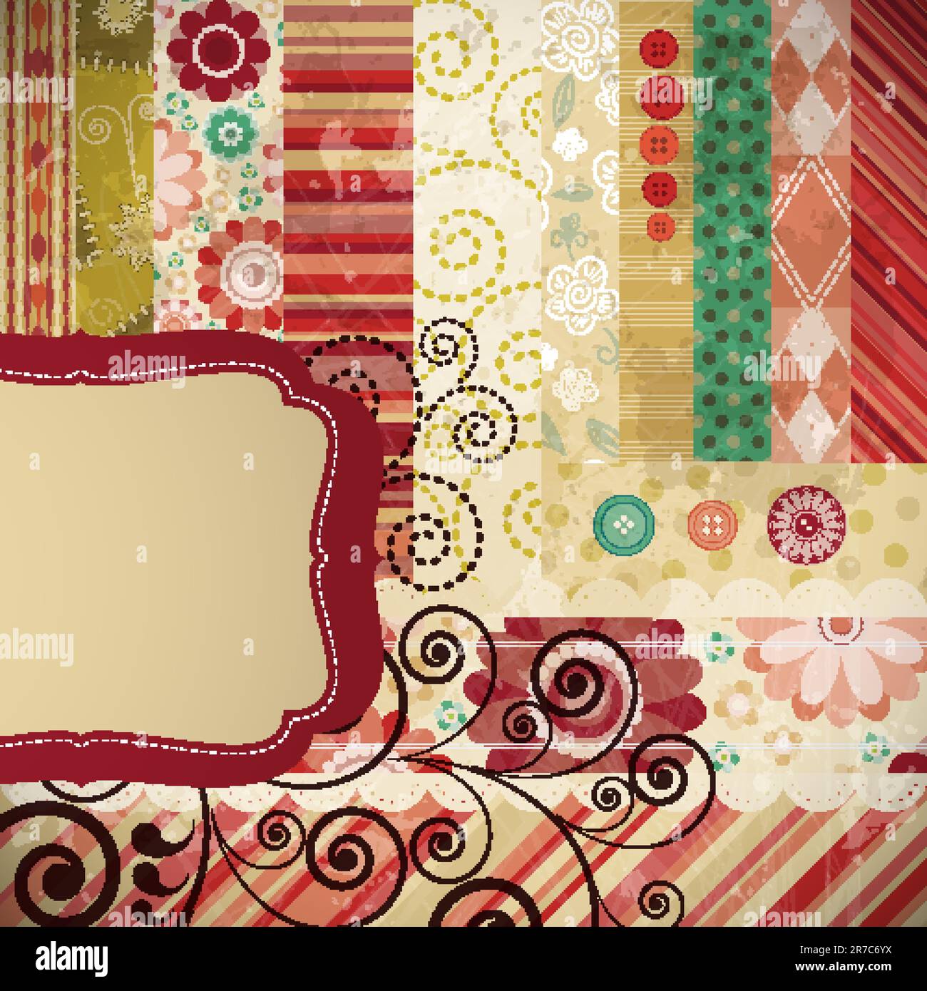 Scrap background made in the classic patchwork technique with floral ...
