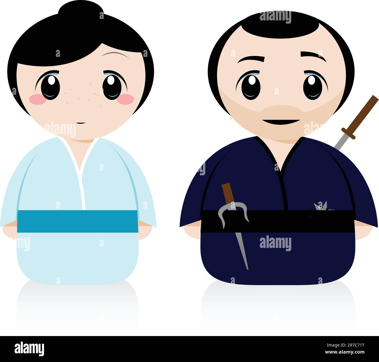 vector illustration of a traditional japanese couple Stock Vector Image ...