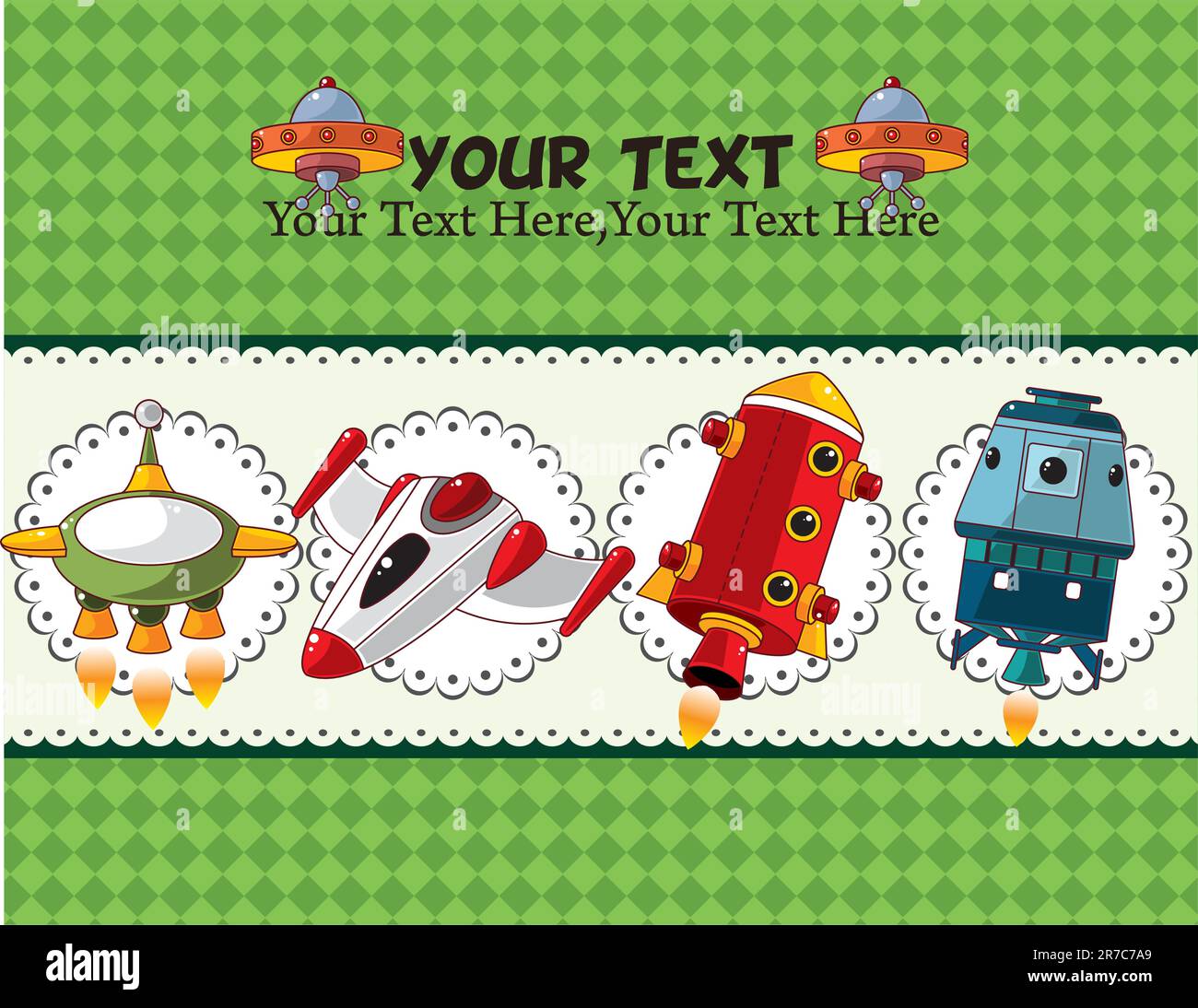 cartoon spaceship card Stock Vector Image & Art - Alamy