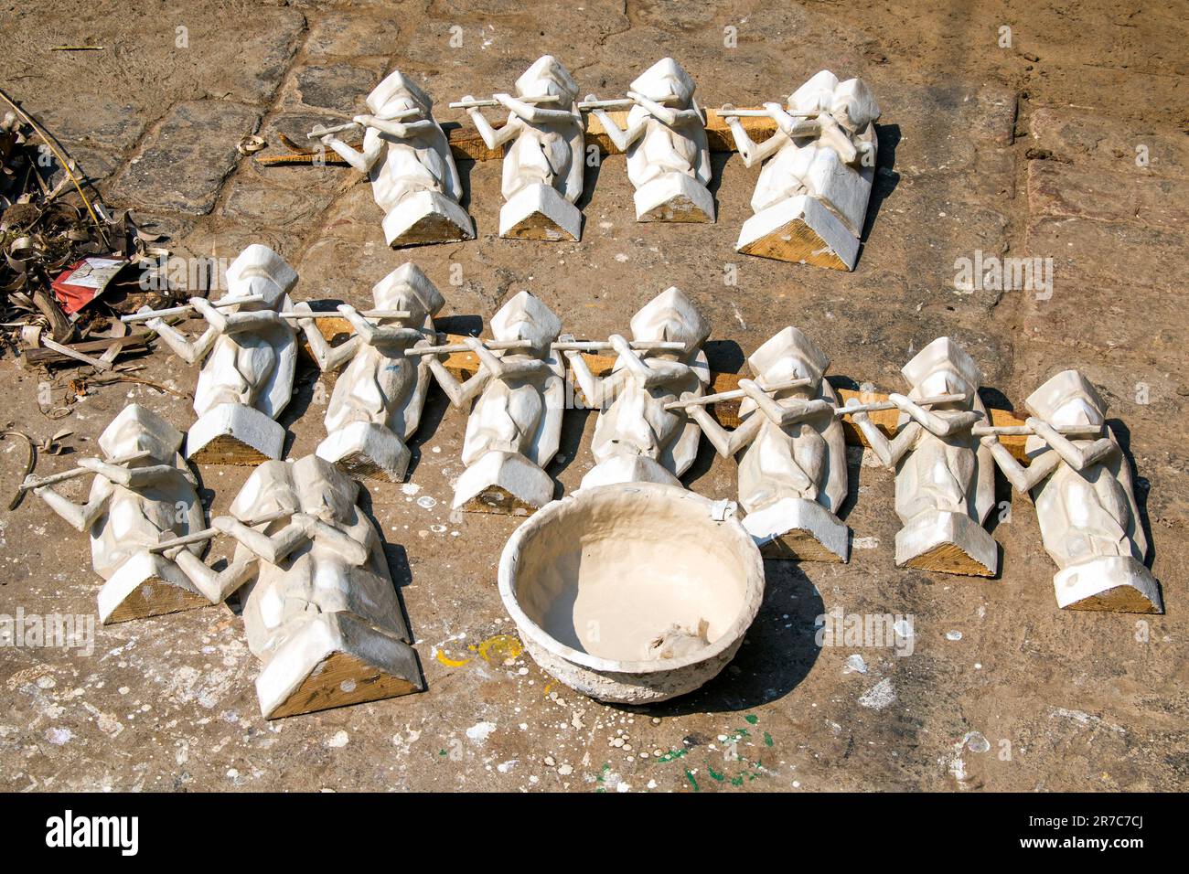 image of wooden doll making process and finished product Stock Photo ...