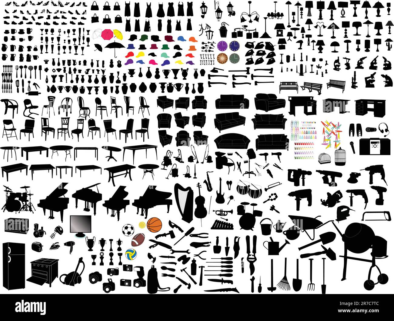 collection of household items silhouette - vector Stock Vector Image ...