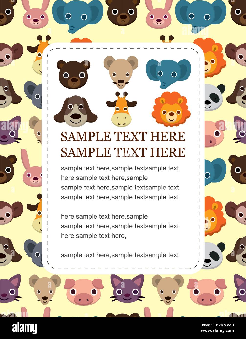 cartoon animal face card Stock Vector Image & Art - Alamy