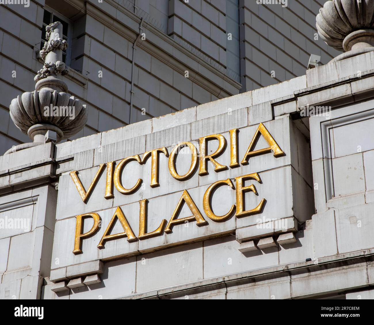 A sign on the exterior of the historic Victoria Palace Theatre in ...