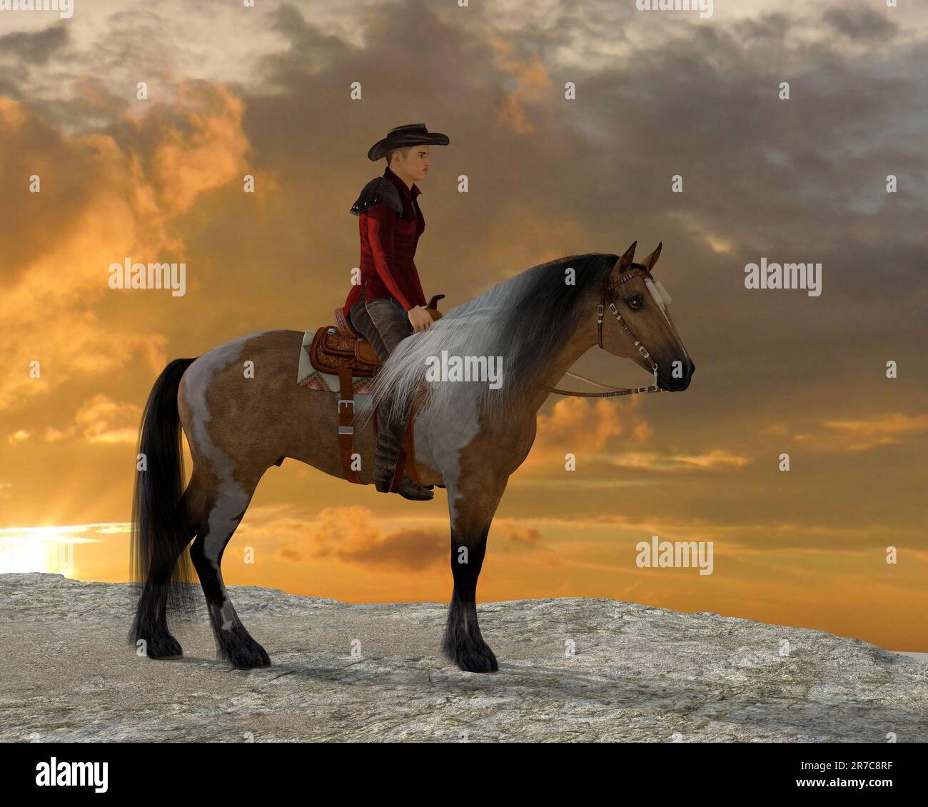 Cowboy horse cliff hi-res stock photography and images - Alamy